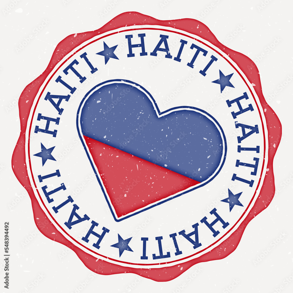 Vetor de Haiti heart flag logo. Country name text around Haiti flag in ...