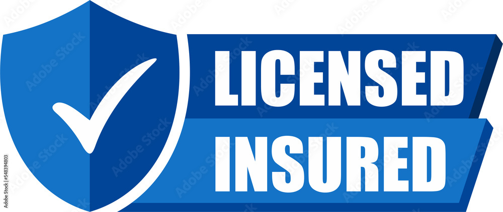 licensed and insured vector icon with tick mark and shield Stock ...