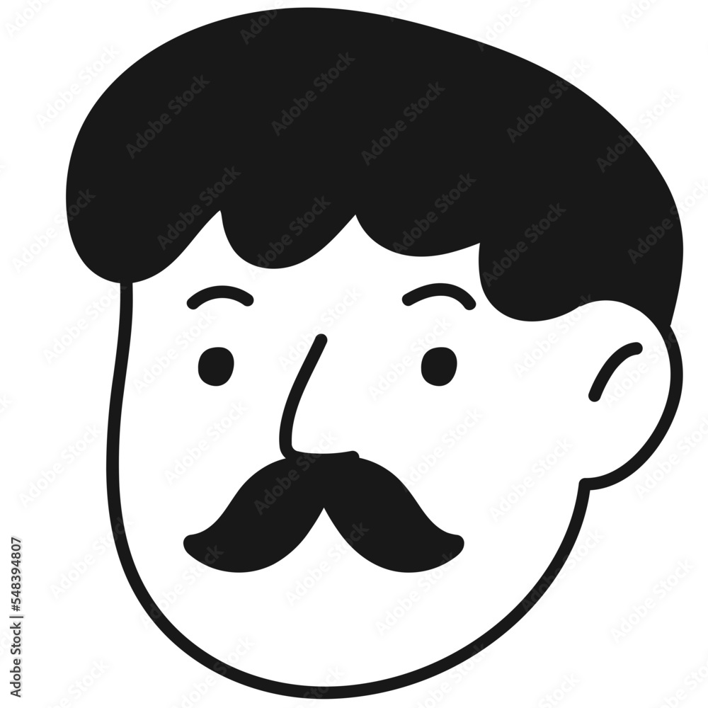 Neutral face male face vector illustration with black color Stock ...