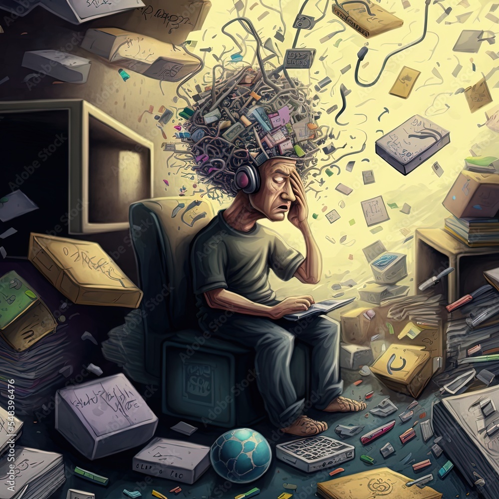 Conceptual Art Representing A Quiet Mind Over The Chaos. 2D Illustrated ...