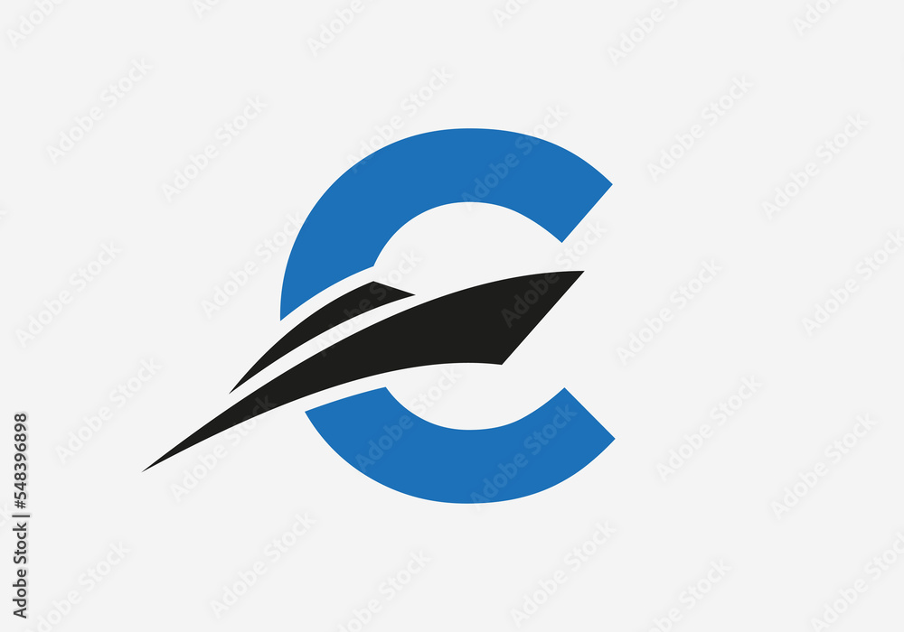 Letter C Shipping Logo Sailboat Symbol. Nautical Ship Sailing Boat Icon ...