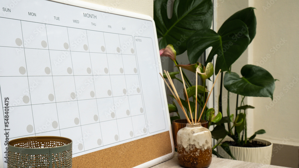 Monthly PLANNER. Empty Magnetic board with the days of the month. Place ...