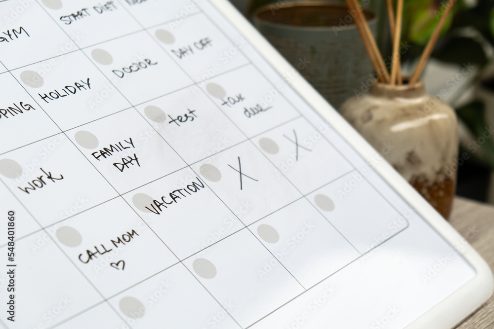 Monthly PLANNER filled with appointments and plans for next month. Busy ...