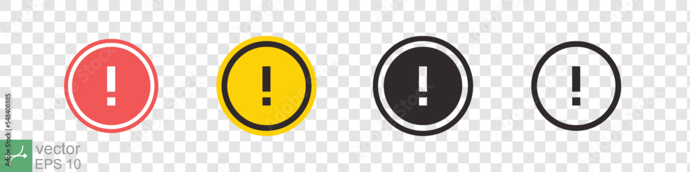 Caution icon set. Caution sign in different style. Exclamation mark ...