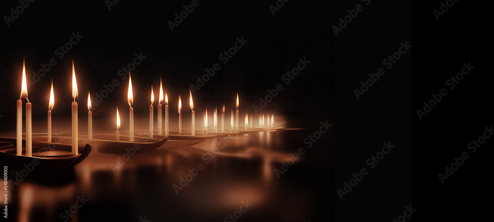 Burning candles on dark surface. Memory day.Digital paint illustration ...