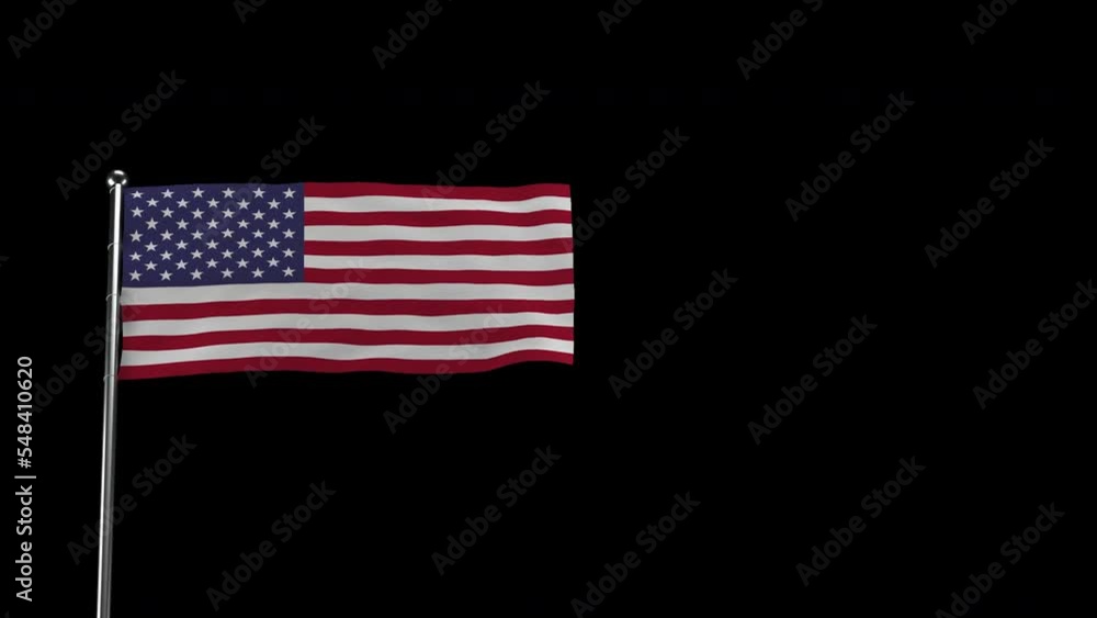 Seamless looping American Flag waving in the wind with transparent ...