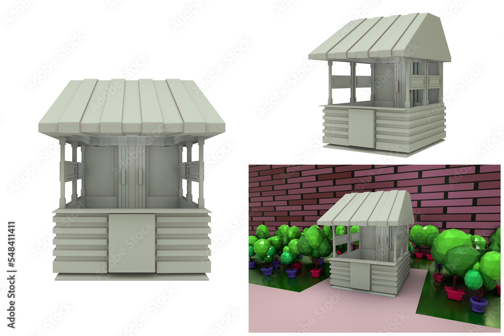 PNG 3D RENDER ILLUSTRATION. Sample idea model booth kiosk perspective ...