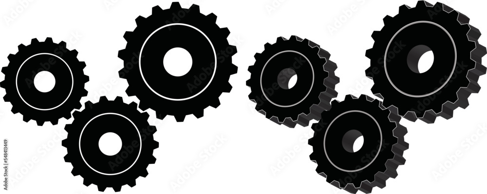 Vetor de Silhouette Of Various Types Of Cogs, Isolated On Transparent ...