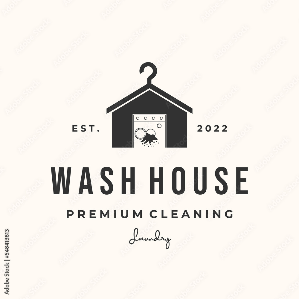 wash house laundry vintage logo vector minimalist illustration design ...
