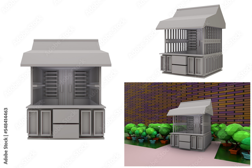 PNG 3D RENDER ILLUSTRATION. Sample idea model booth kiosk perspective ...