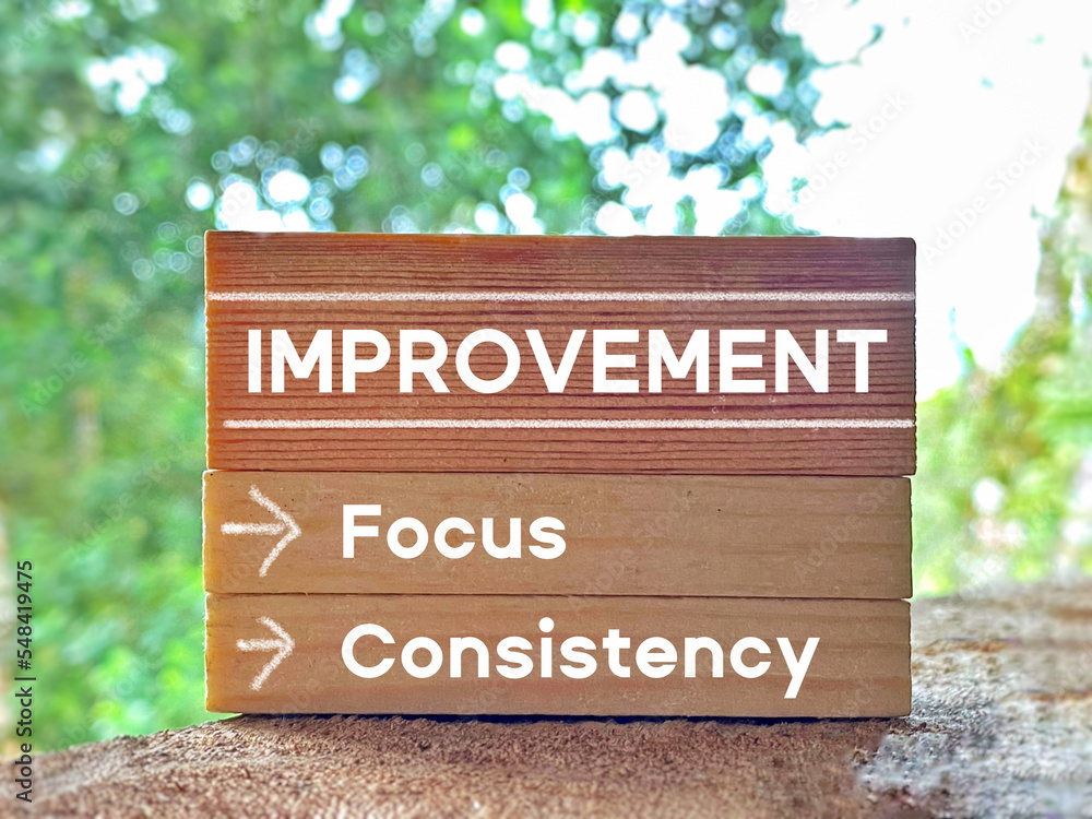Improvement focus consistency text background. Inspirational and ...