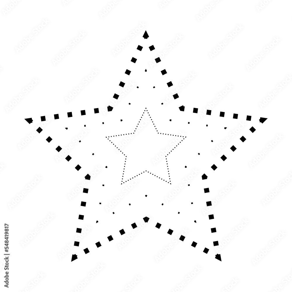 Tracing star shape broken line element for preschool, kindergarten and ...