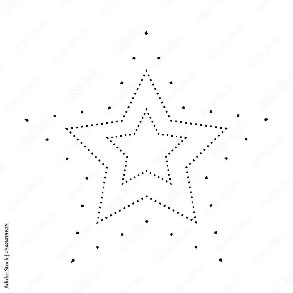 Tracing star shape broken line element for preschool, kindergarten and ...