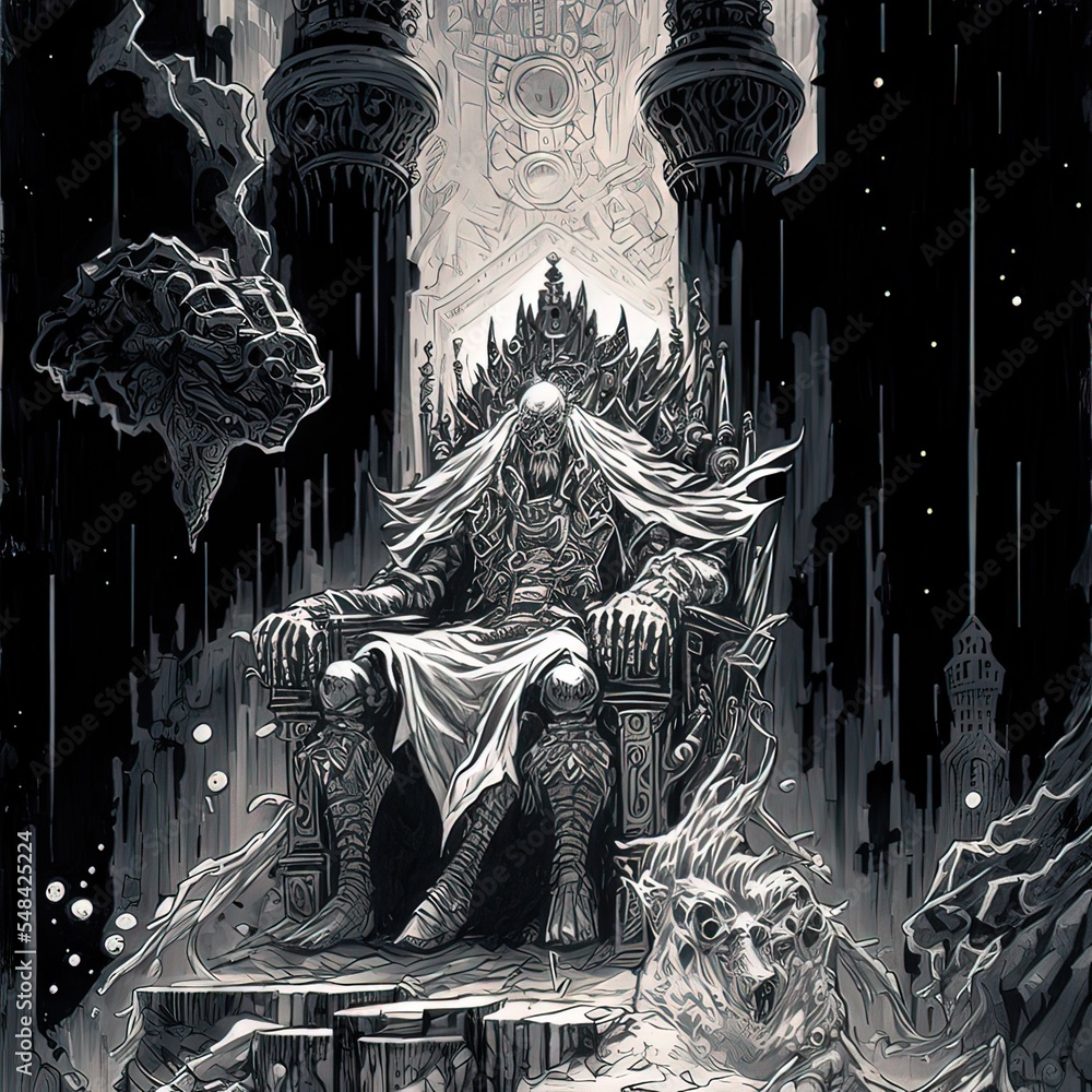 Fantasy concept portrait of the mysterious undead ghost king floating ...