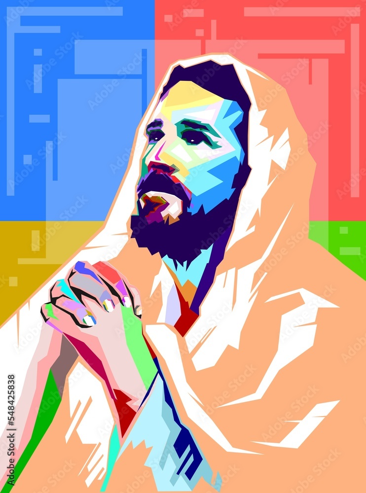jesus is praying in pop art style - illustration Stock Illustration ...