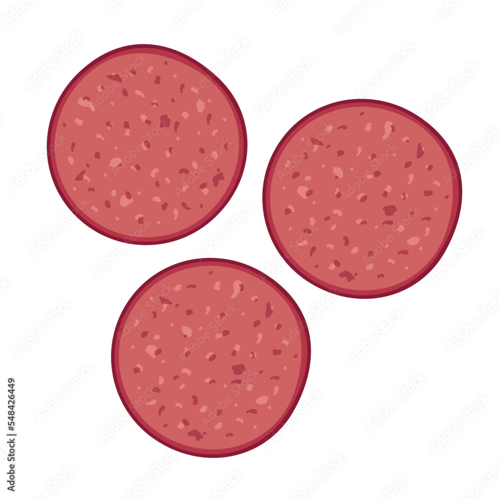 salami slices flat vector illustration clipart isolated on white ...