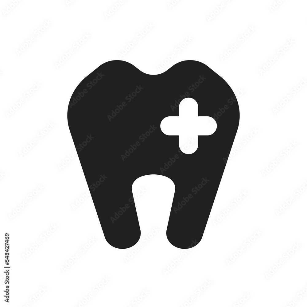 Tooth with medical cross icon design. dental care symbol. isolated on ...