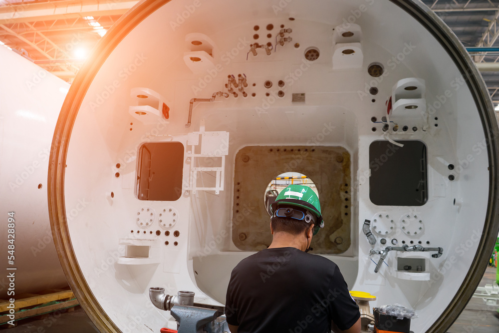 Engineer wear white helmets safety are discussing.Technician control ...