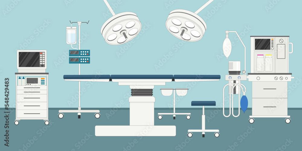 Operating room. Medical hospital surgery operation room interior at the ...