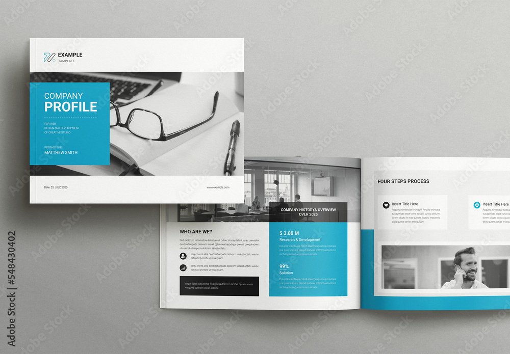 Company Profile Template Landscape Stock Template | Adobe Stock
