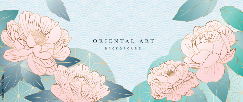 Luxury gold oriental style background vector. Chinese and Japanese ...