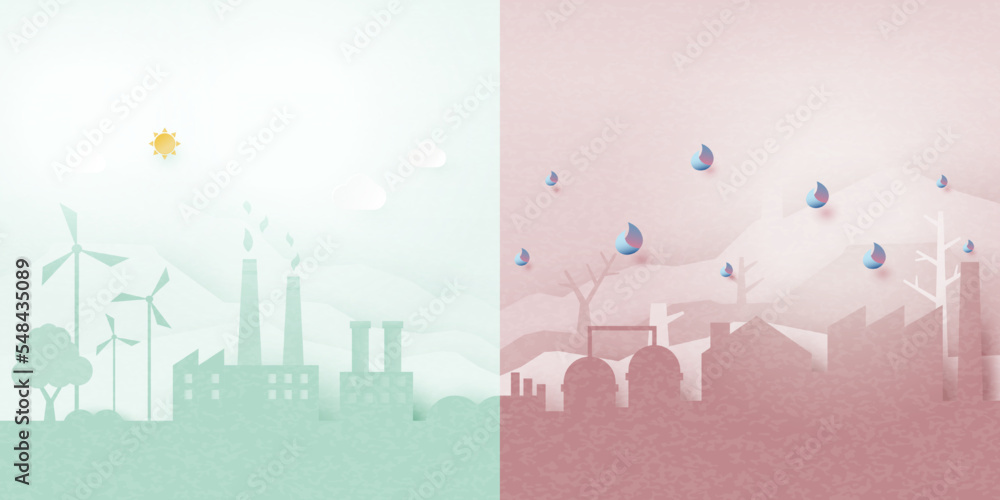 Global warming and climate change concept.Pollution and green ...