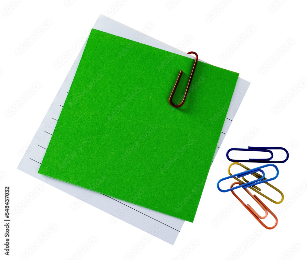 Notepads with paperclip top view isolated on white or transparent ...