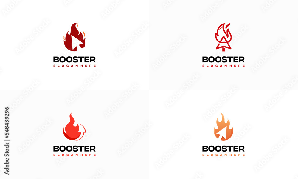 Set of Fire Arrow logo designs concept vector, Booster logo symbol icon ...