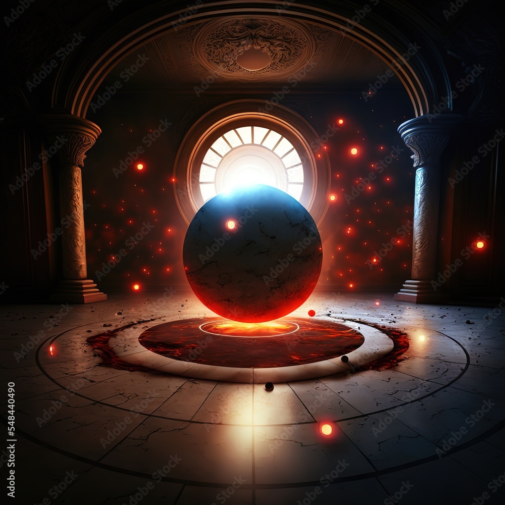 There is a room made of stone, and a shining magic circle is drawn on ...