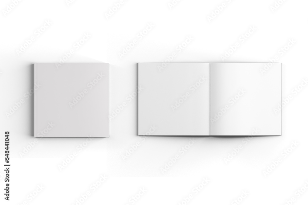 Blank empty white square soft cover book or magazine mockup isolated on ...