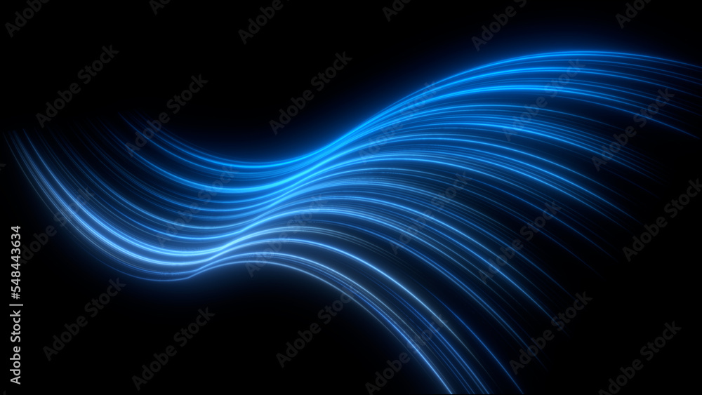 Blowing effect, flowing blue lines Stock Illustration | Adobe Stock