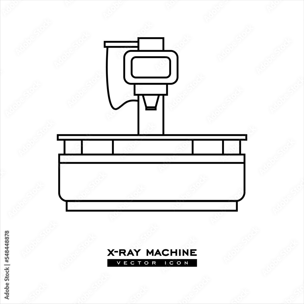 Medical linear X-Ray machine icon. MRI machine icon isolated on white background. X ray sign ...