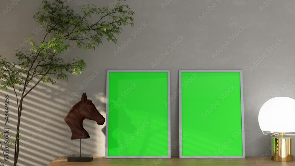 Poster frame with chroma key in modern interior background. On top of ...