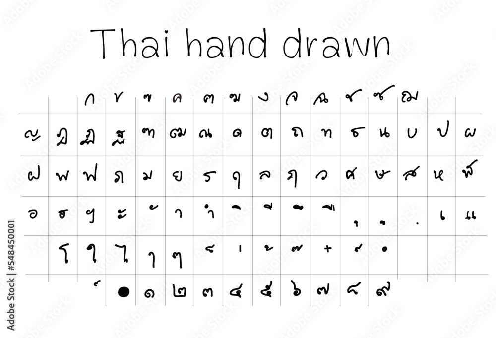 Thai Font. Thai hand drawn. Thai Number. The use of text fonts, thai ...