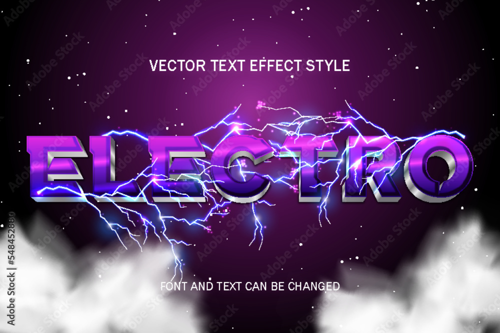 electric lightning font typography lettering 3d editable text effect ...