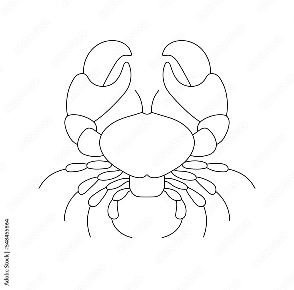 Vector isolated symmetrical crab with big claws top view cancer zodiac ...