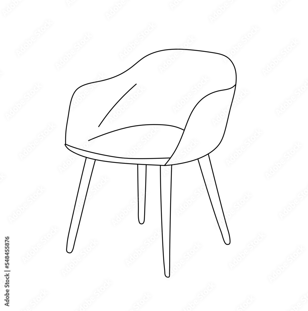 Vector isolated simple semi recliner soft chair four legged colorless ...