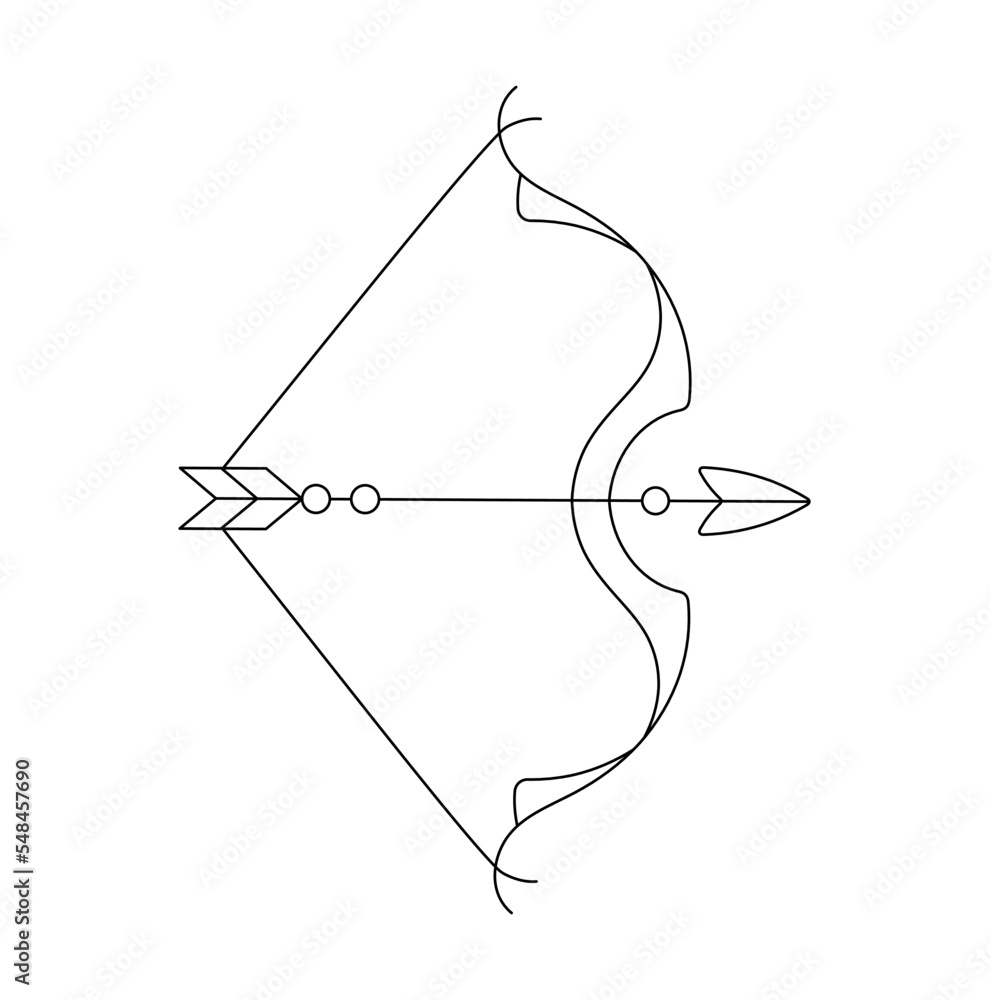Vector isolated bow with stretched arrow simple sagittarius zodiac sign ...