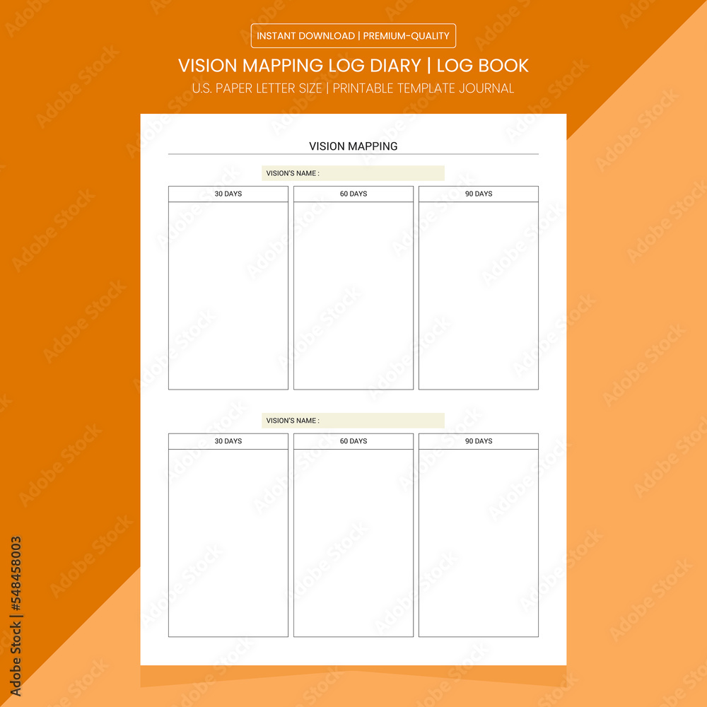 Vision Mapping Log Book | Vision Mapping Notebook Printable Template ...