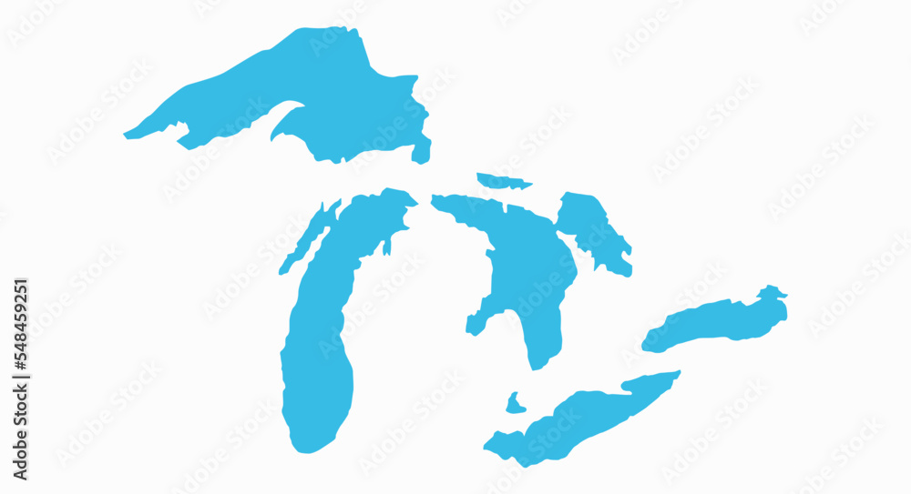 Great Lakes silhouette map simple icon set. Flat vector illustration ...