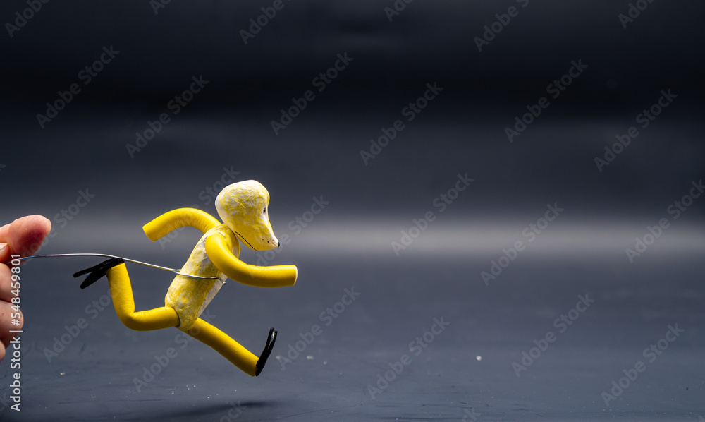 Process of running stopmotion. Long running stride. Man's hand holding ...