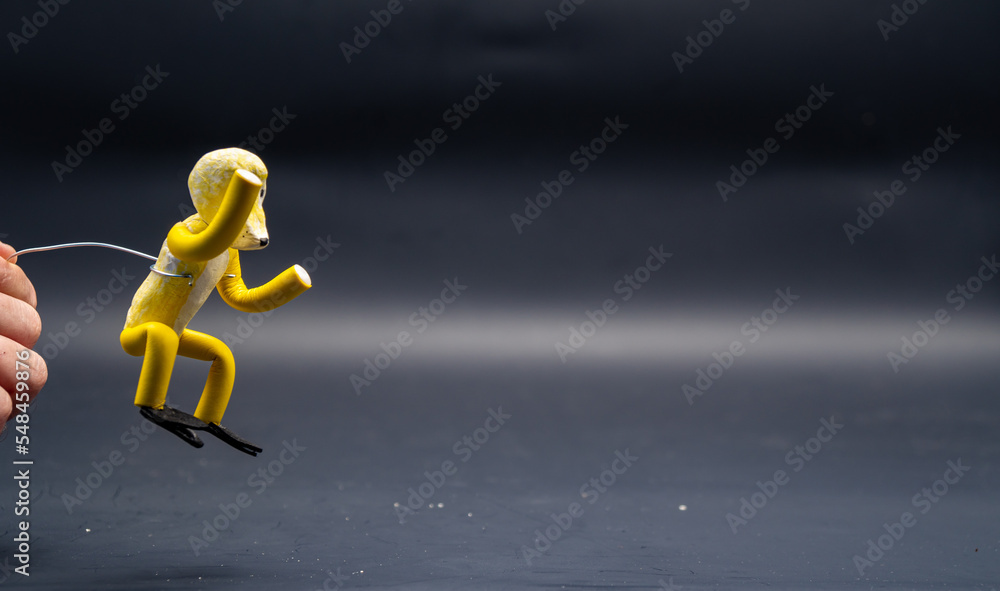 Stopmotion process of jumping. Jumping. Man's hand holding with an ...