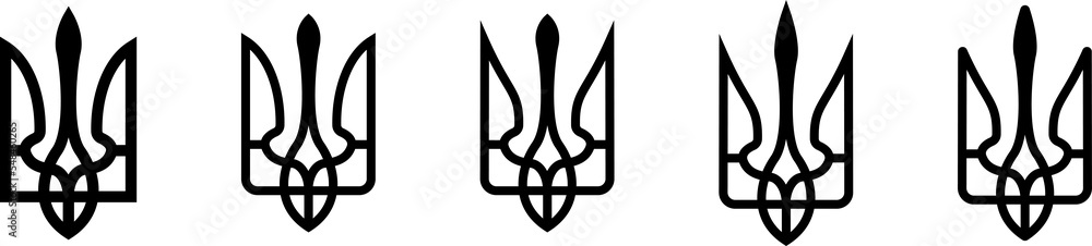 Set of emblems of Ukraine on transparent background. Emblem of Ukraine ...