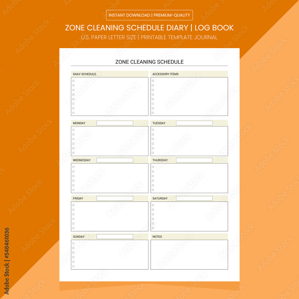Zone Cleaning Schedule Log Book | Zone Cleaning Schedule Notebook ...