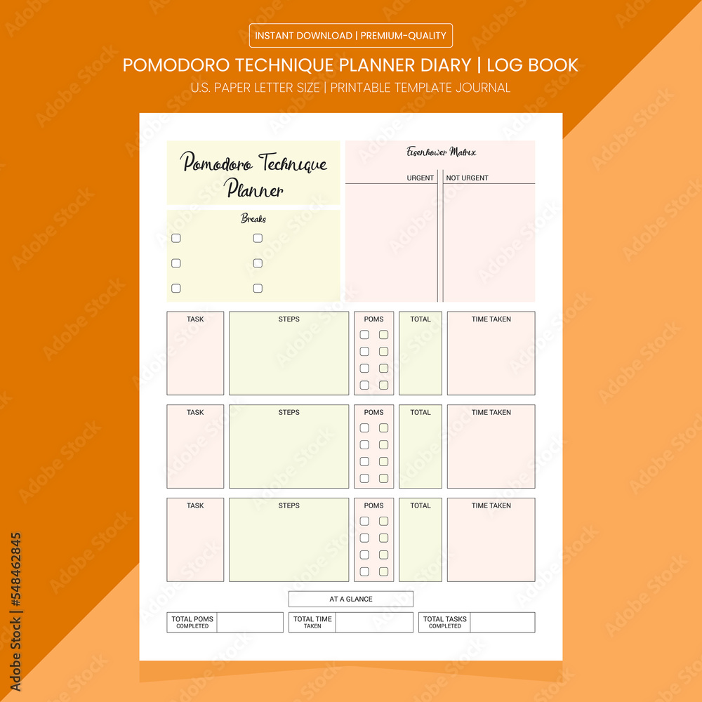 Pomodoro Technique Planner | Pomodoro Log Book | Pomodoro Notebook ...