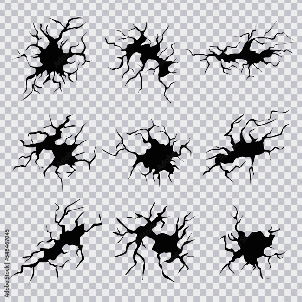 Cracks in ground. Cracks, splits and holes in ground. Vector realistic ...