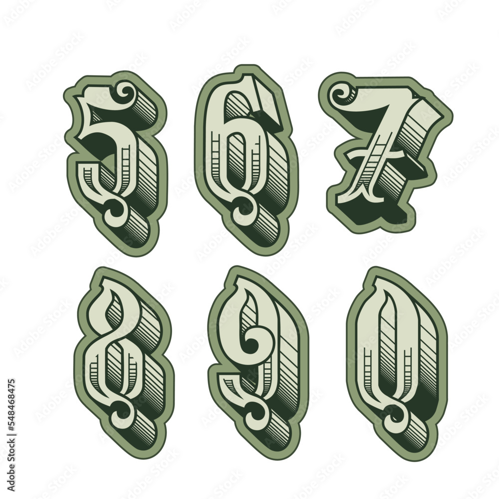 Vector decorative original alphabet numbers font Stock Vector | Adobe Stock