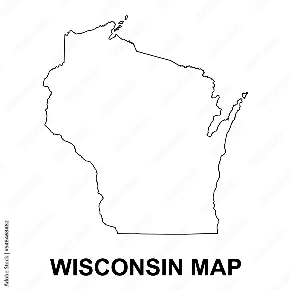 Wisconsin map shape, united states of america. Flat concept icon symbol ...