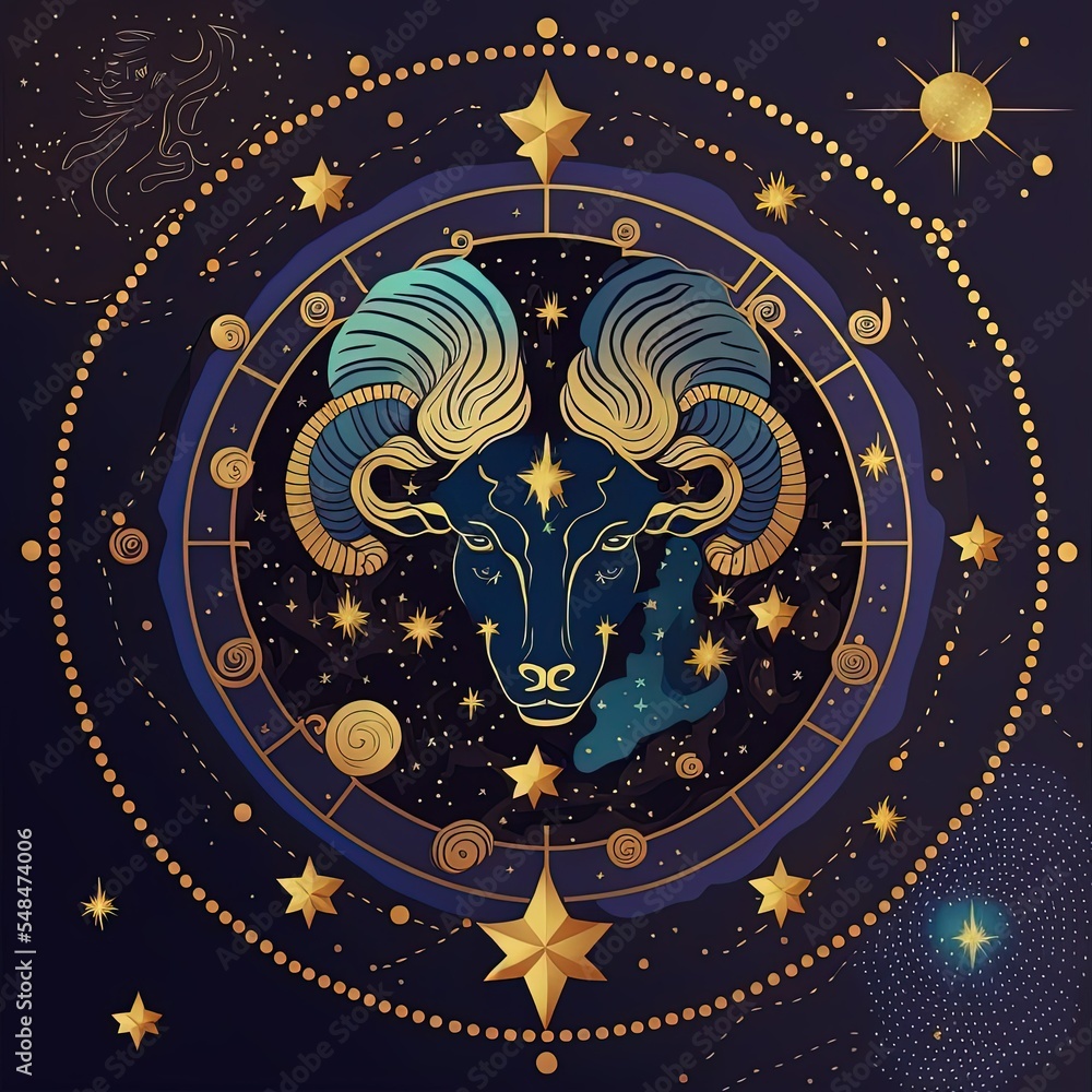 Graphic illustration of an astrology chart and the zodiac signs in ...