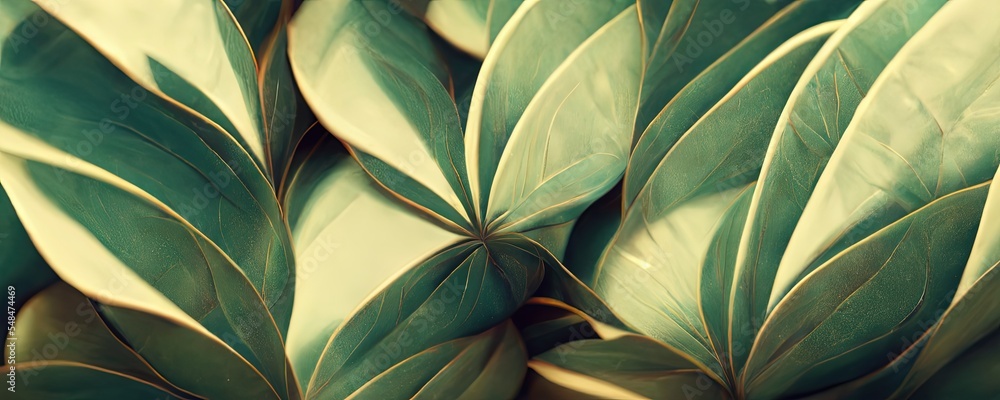 Botanical wallpaper background with green leaves and floral elements ...